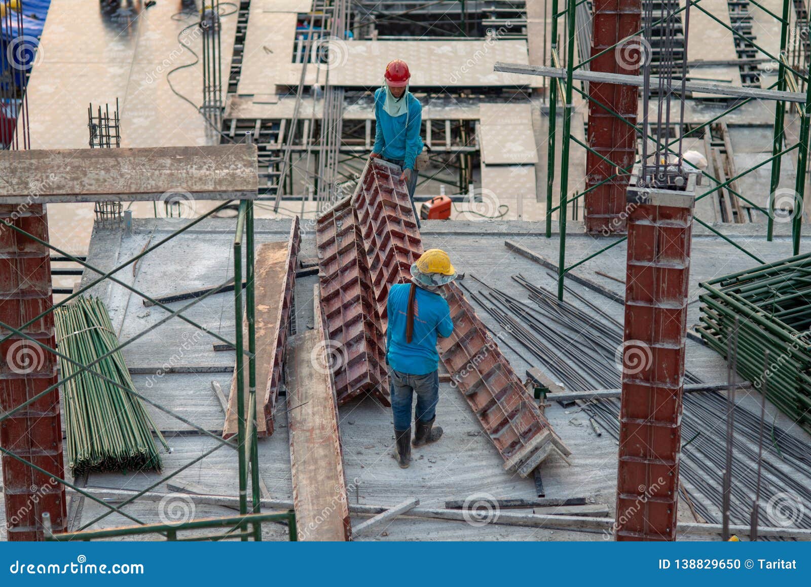 Authentic Construction Worker Busy on the Positioning of Formwork ...