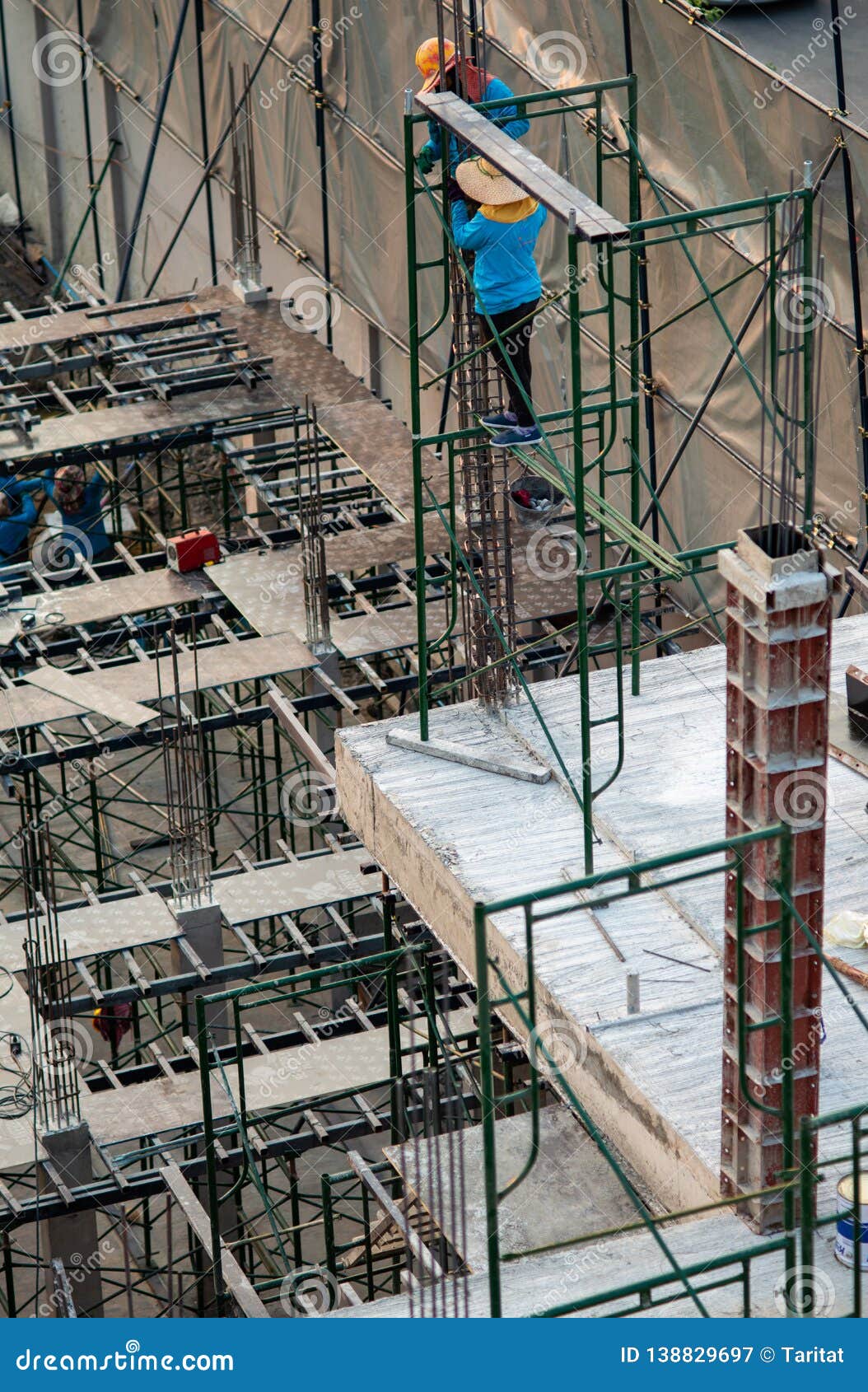 Authentic Construction Worker Busy on the Positioning of Formwork ...