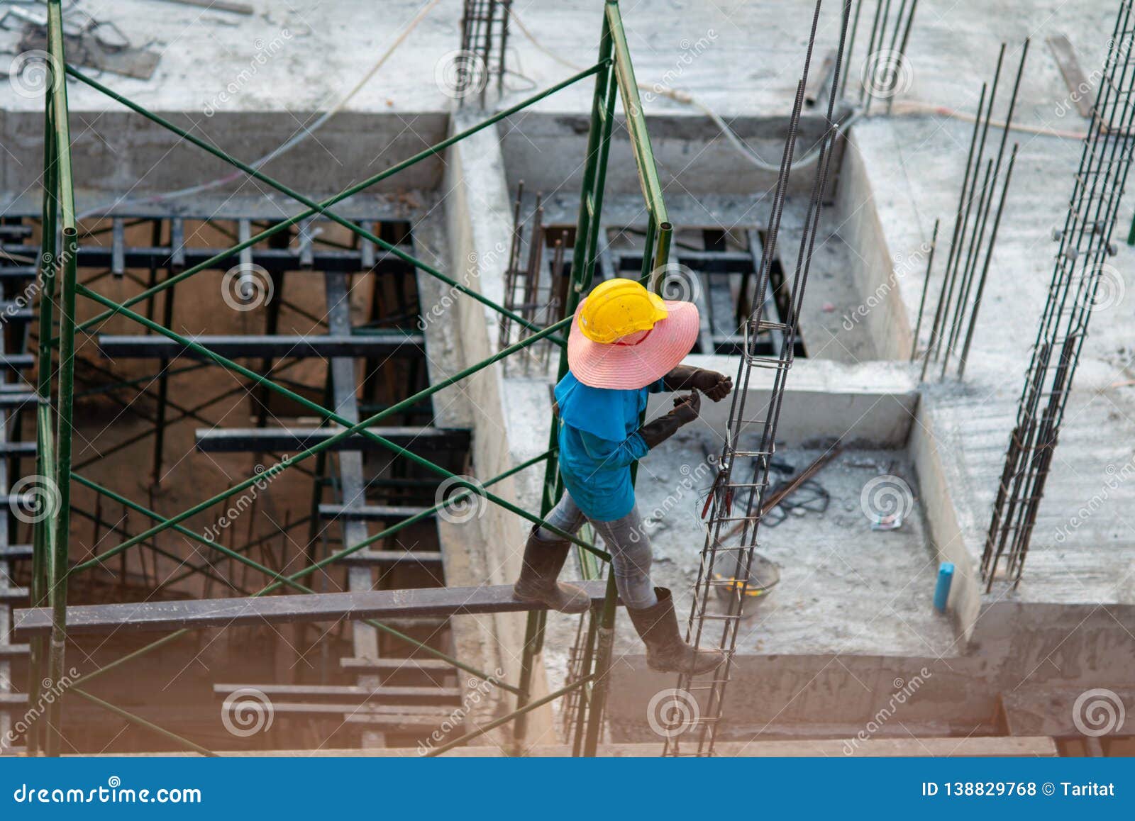 Authentic Construction Worker Busy on the Positioning of Formwork ...