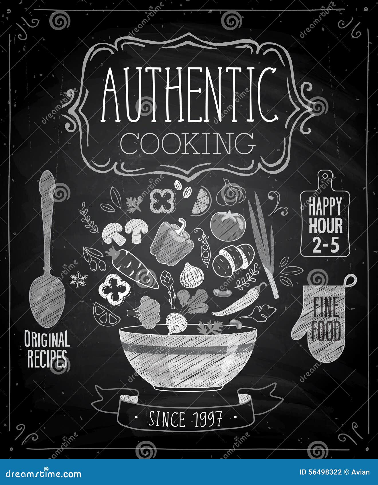 Authentic Cooking Poster - Chalkboard Style. Stock Vector ...