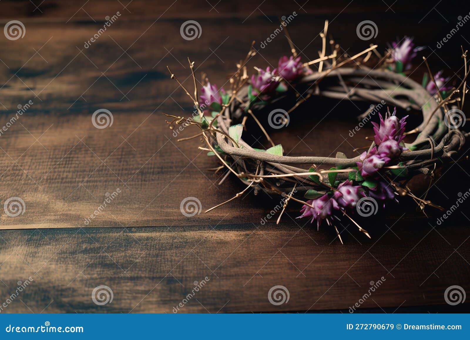 An Authentic Crown of Thorns on a Wooden Background Easter Theme ...