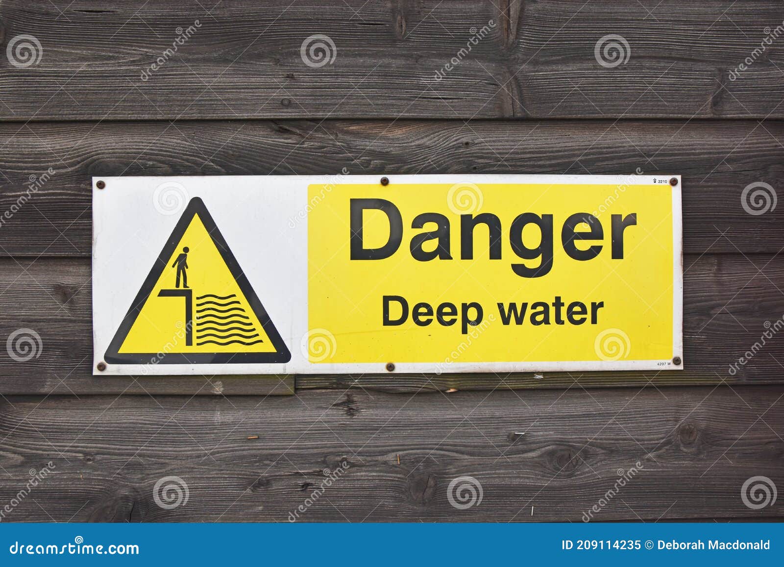 Authentic Danger Deep Water Sign with Icon in Warning Triangle Stock ...