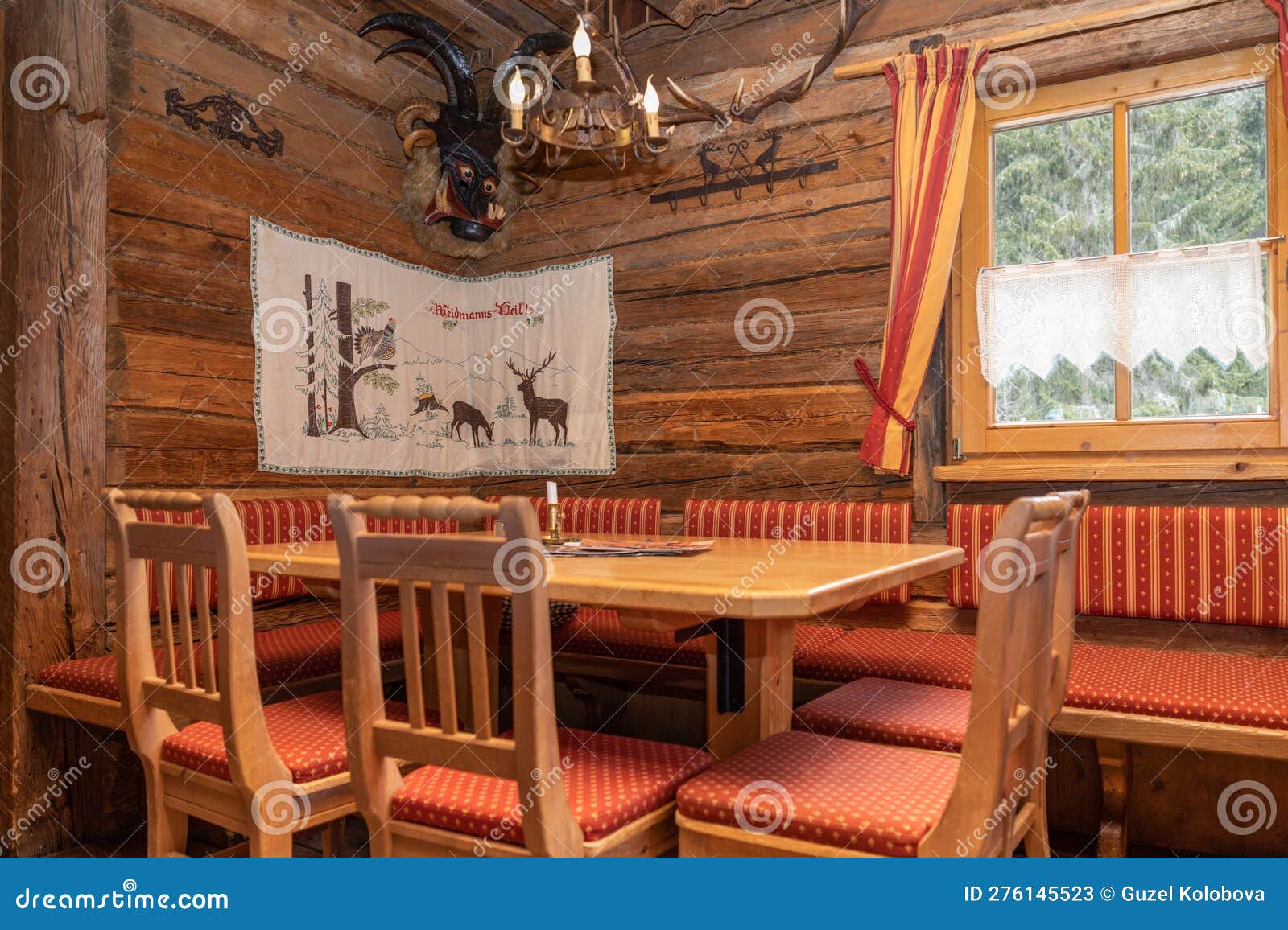 Authentic Decor in an Austrian Alpine Restaurant in a Ski Resort Stock ...