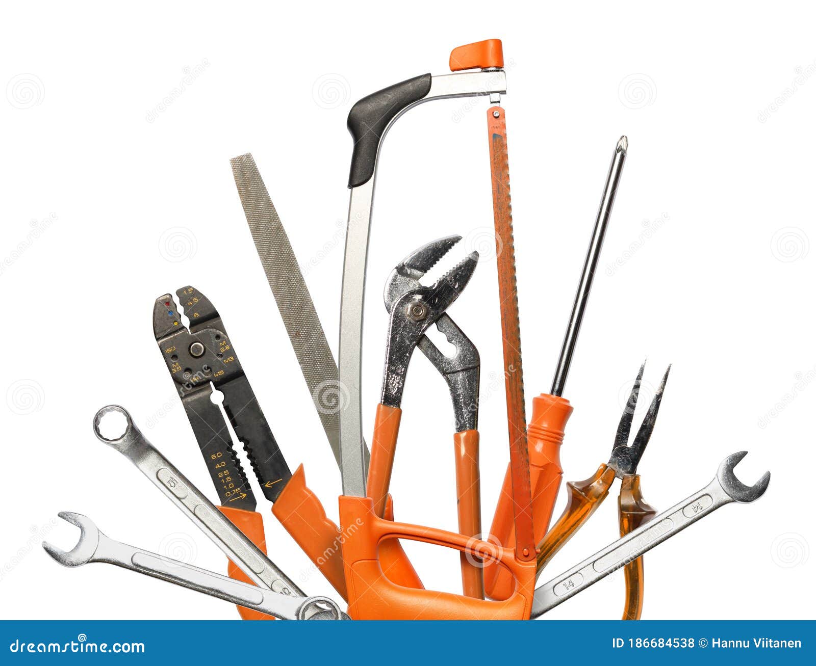 Authentic DIY Hand Tools Set on White Background Stock Photo - Image of ...