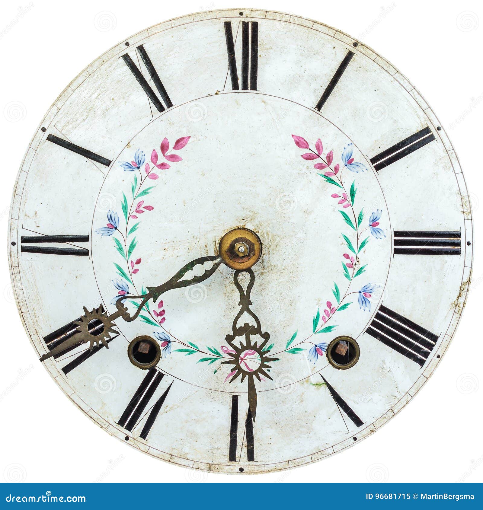 Authentic Eighteenth Century Clock Face with Flower Decoration Stock ...