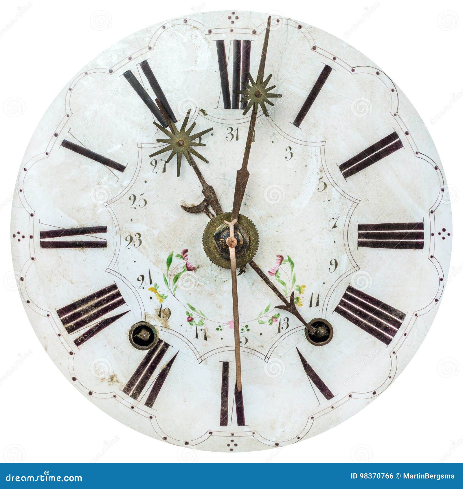 Authentic Eighteenth Century Clock Face with Flower Decoration Stock ...