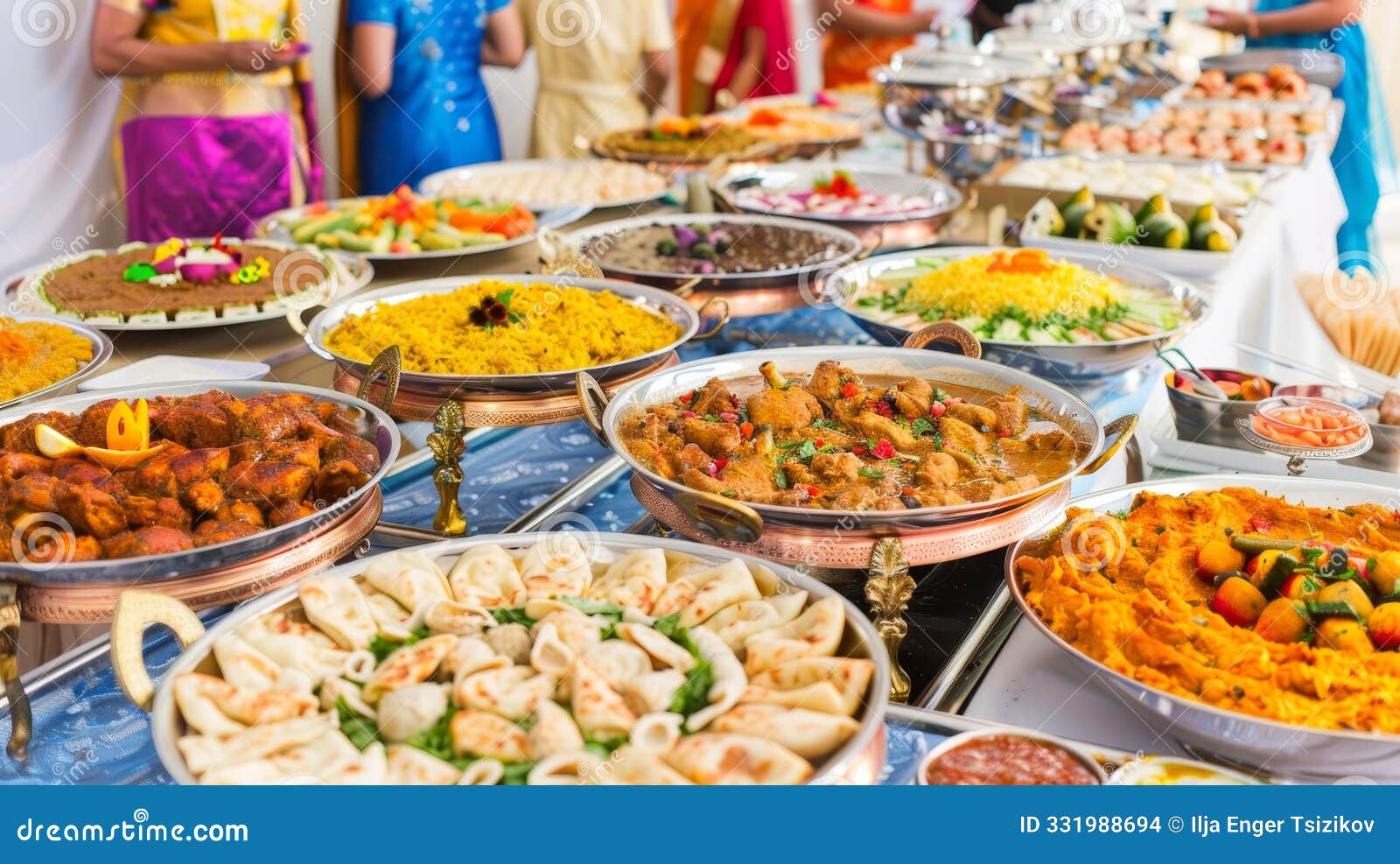 Authentic and Exquisite Delights Vibrant Indian Feast Spread on. Buffet ...