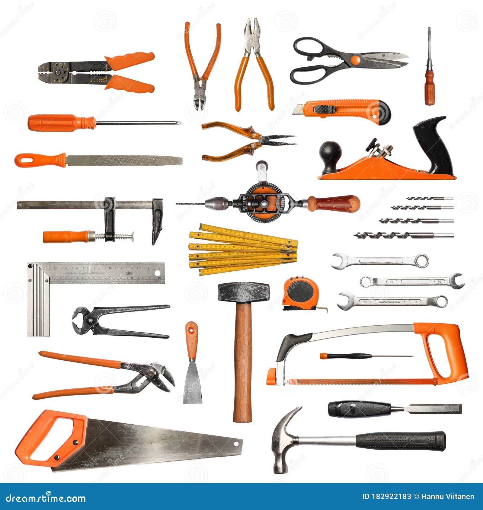 Authentic Hand Tools Set on White Background Stock Image - Image of ...