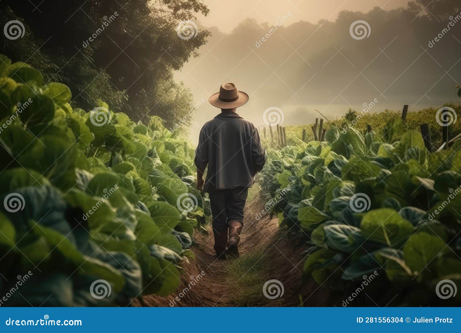 Authentic Image Capturing a Farmer from the Back View Stock ...