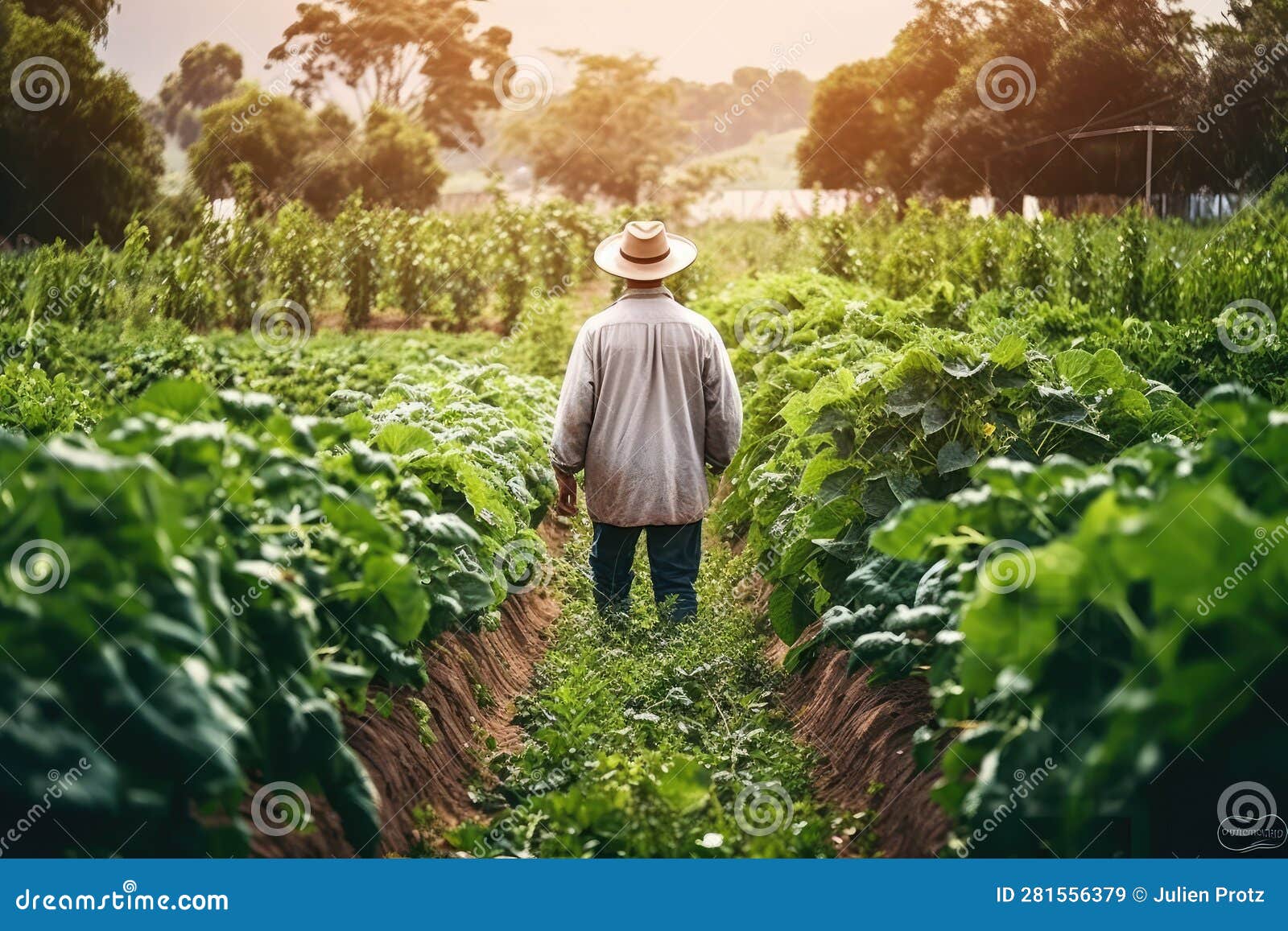 Authentic Image Capturing a Farmer from the Back View, AI Stock ...