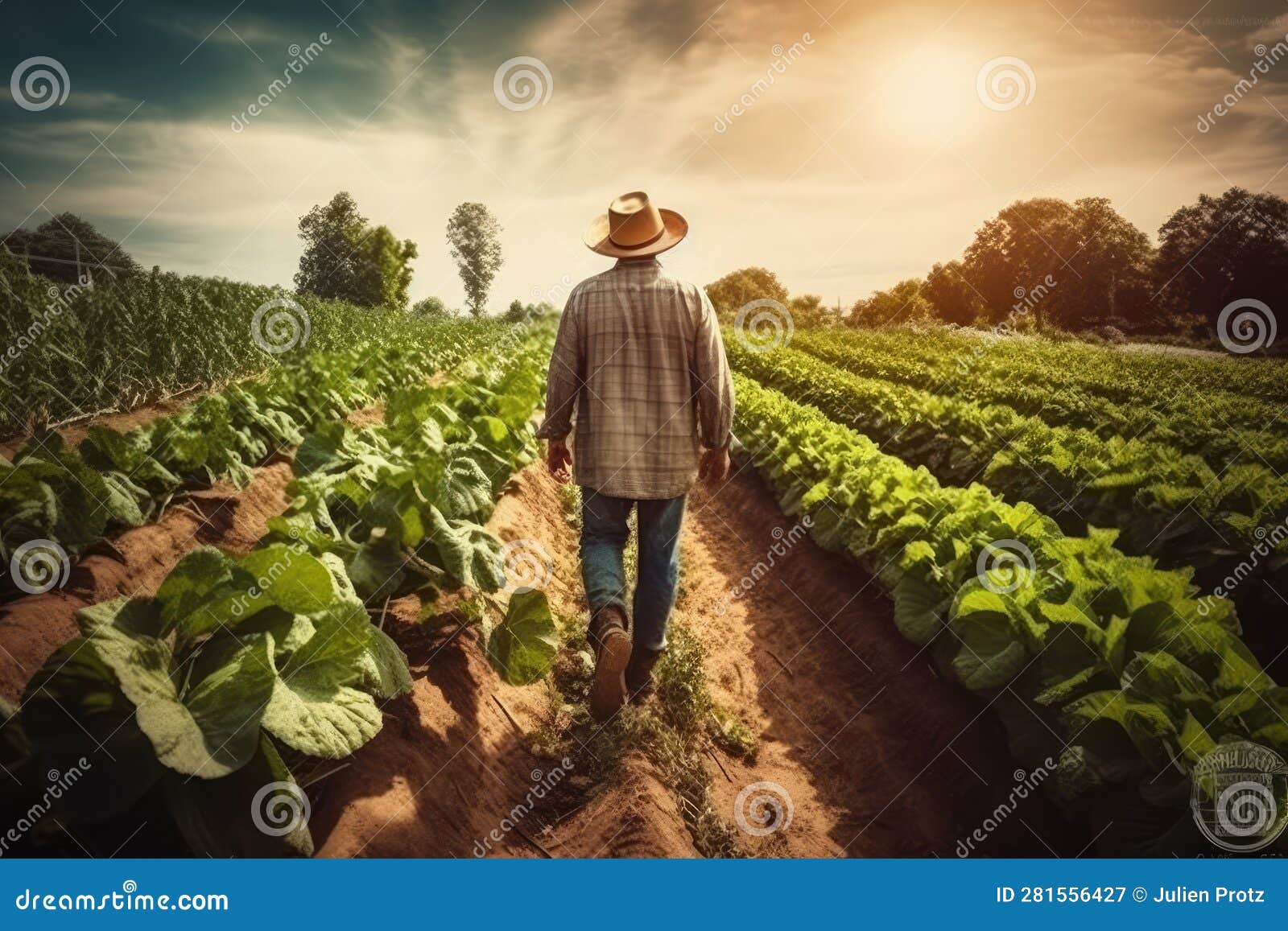 Authentic Image Capturing a Farmer from the Back View, AI Generated ...