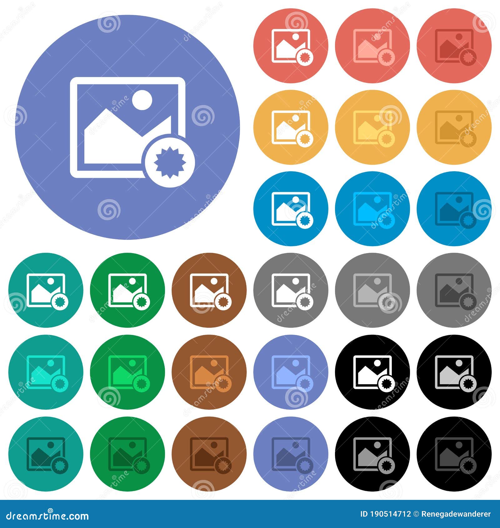 Authentic Image Round Flat Multi Colored Icons Stock Vector ...