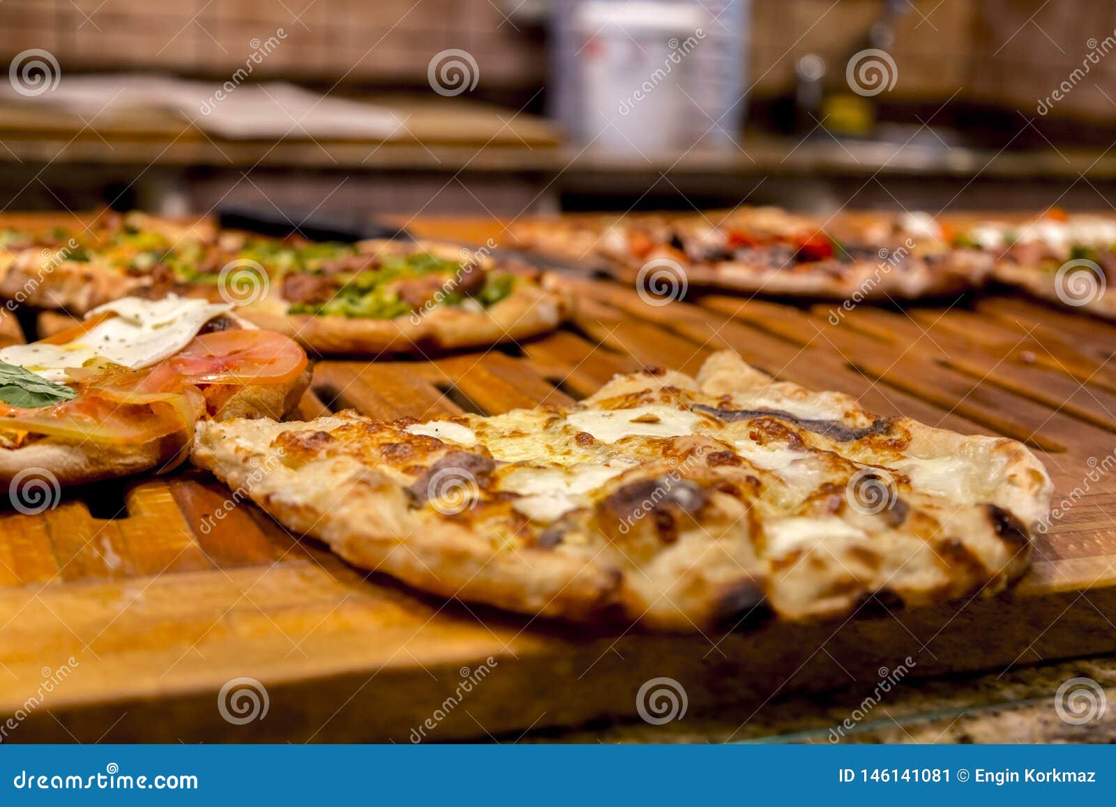 Authentic Italian Pizza in a Restaurant Display Window in Rome Stock ...