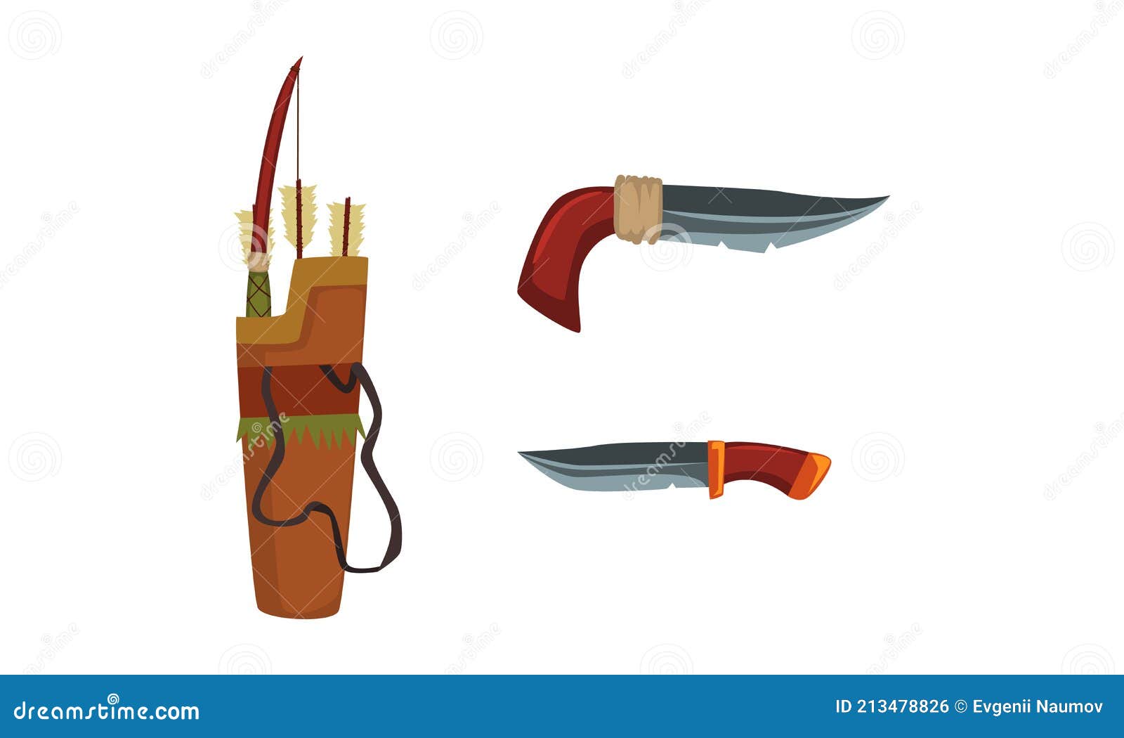 Authentic Items and Tools of Native American Indians Vector Set Stock ...