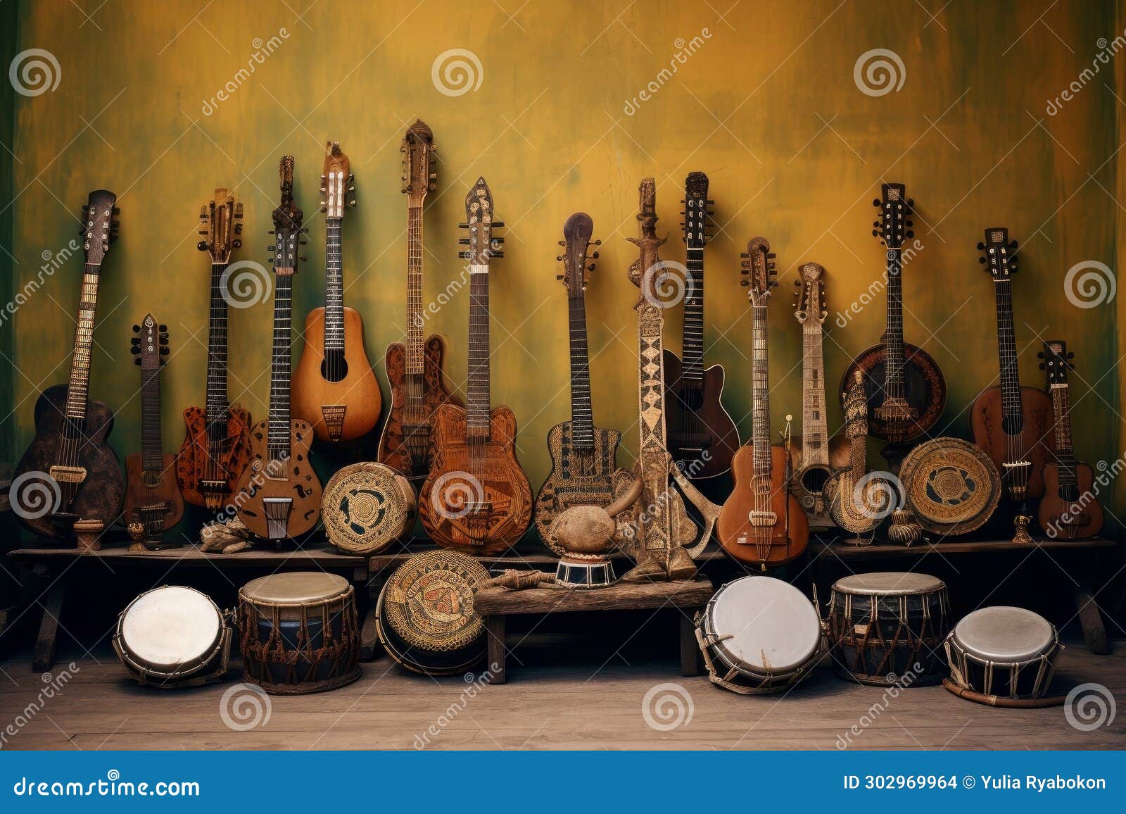 Authentic Local Wooden Music Instruments. Generate Ai Stock ...