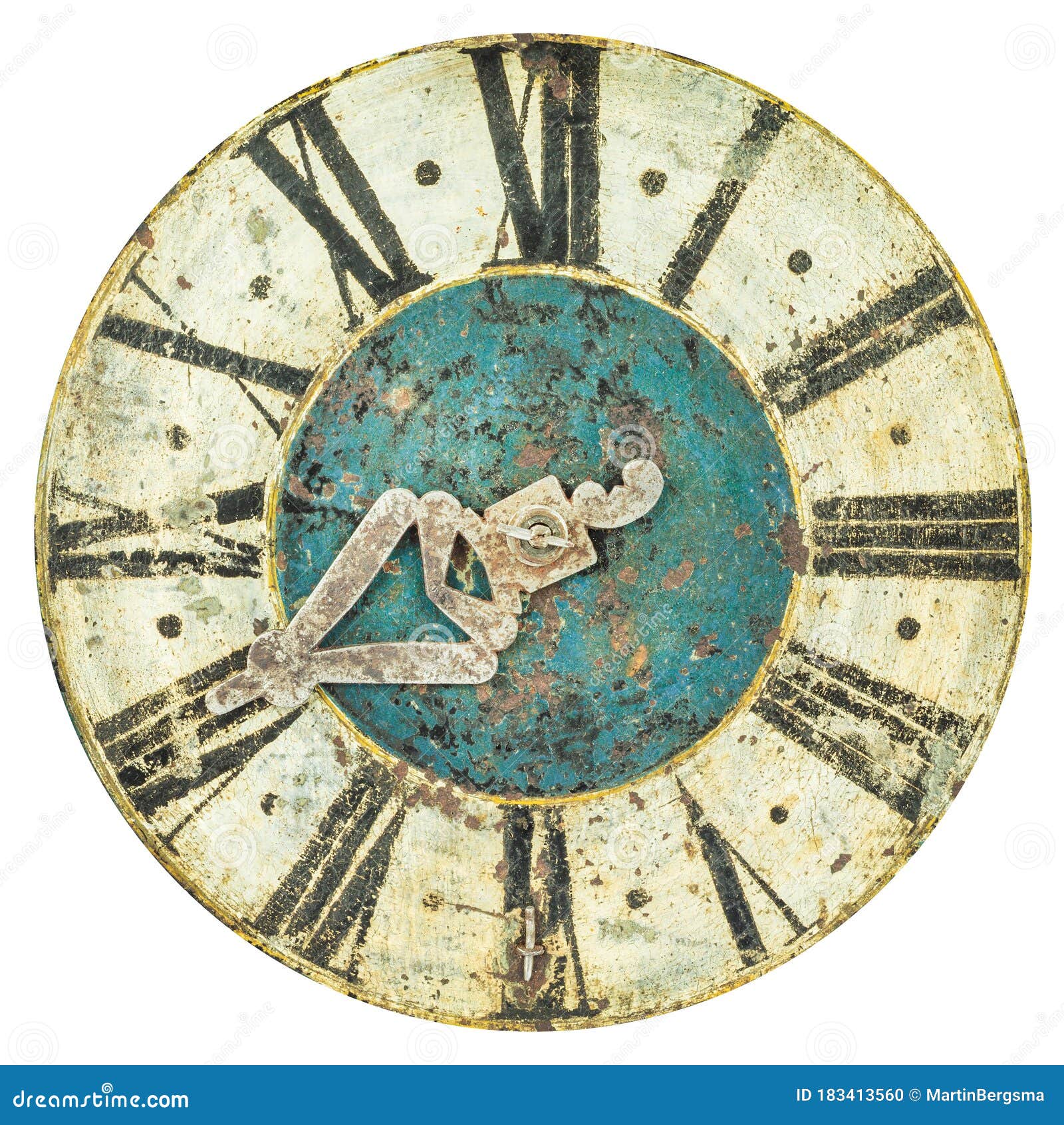 Authentic Medieval Clock Face with One Hour Hand Isolated on White ...