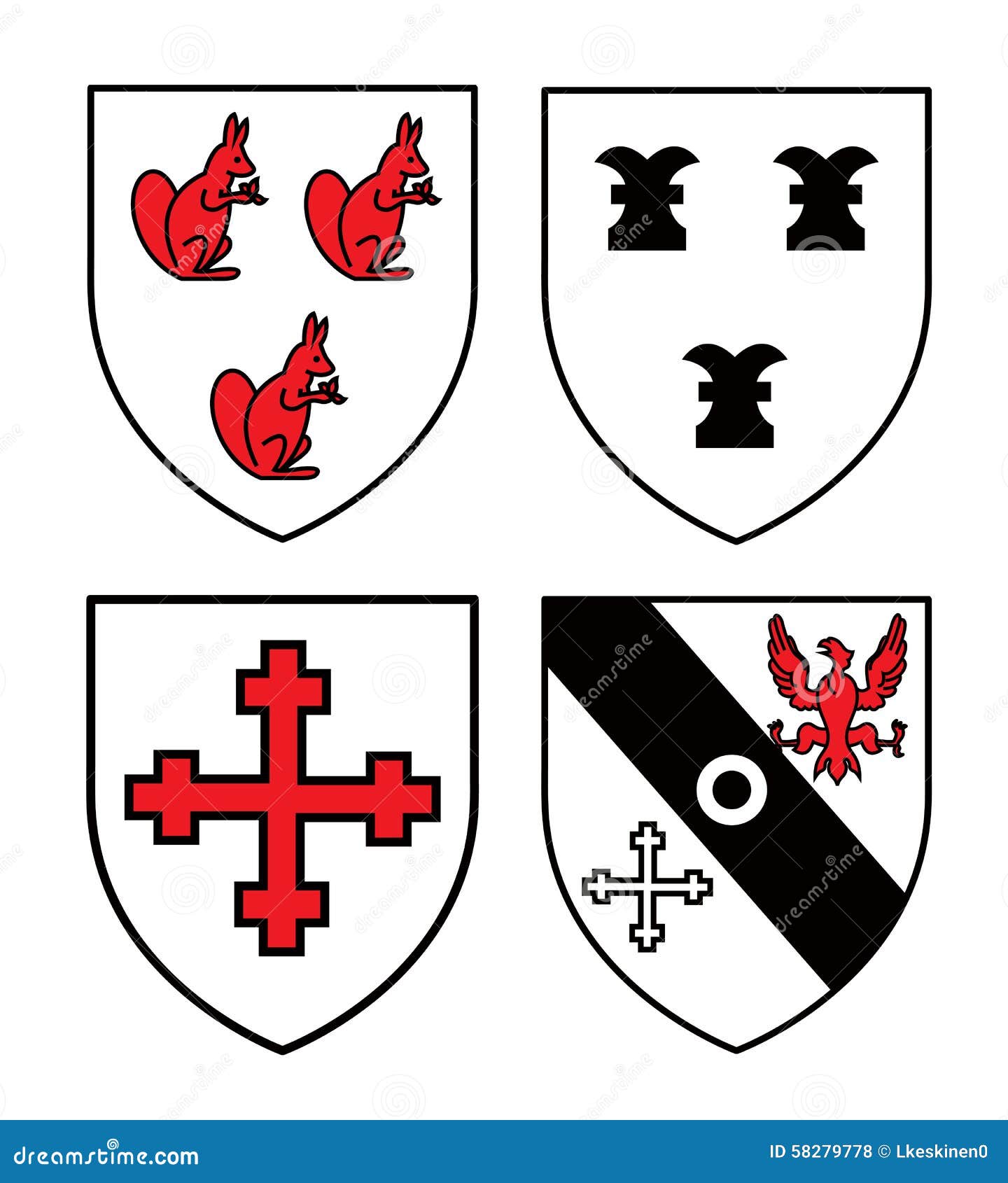 Authentic Medieval Heraldry Shields Stock Vector - Illustration of icon ...