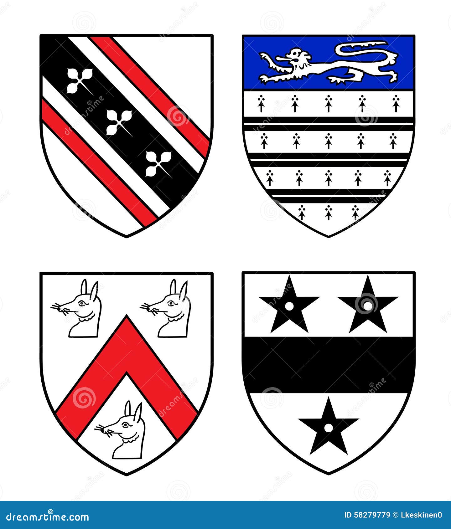 Authentic Medieval Heraldry Shields Stock Vector - Illustration of ...