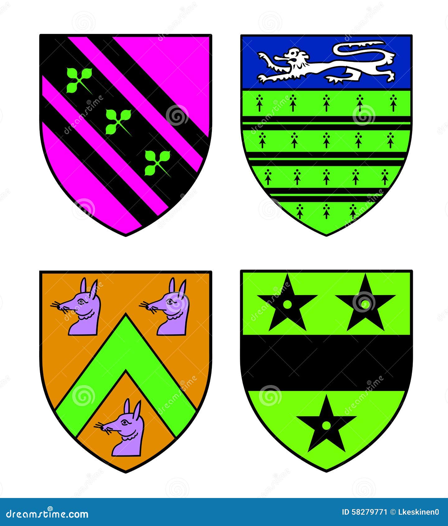 Authentic Medieval Heraldry Shields Stock Vector - Illustration of ...