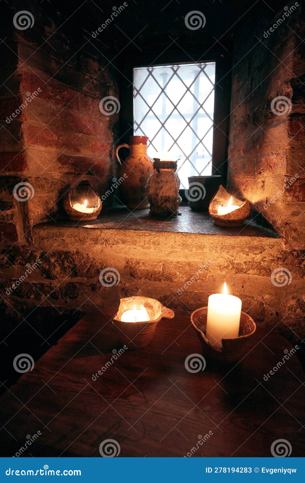 Authentic Medieval Tavern. Antique Interior Stock Image - Image of ...