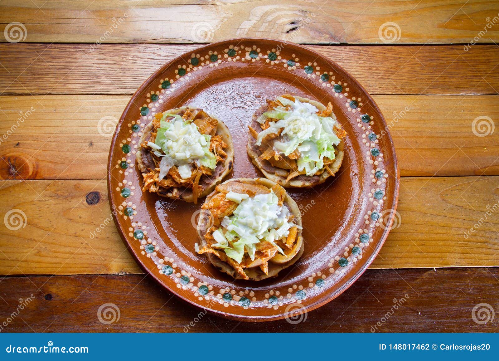 Mexican food: tinga sopes stock photo. Image of cheese - 148017462