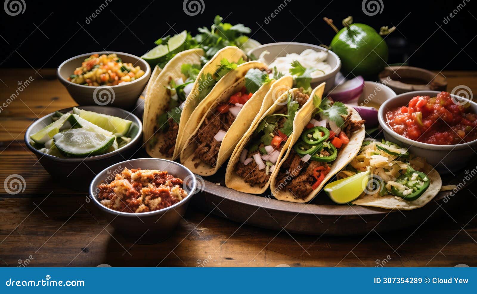 An Authentic Mexican Taqueria with an Assortment of Tacos Stock ...
