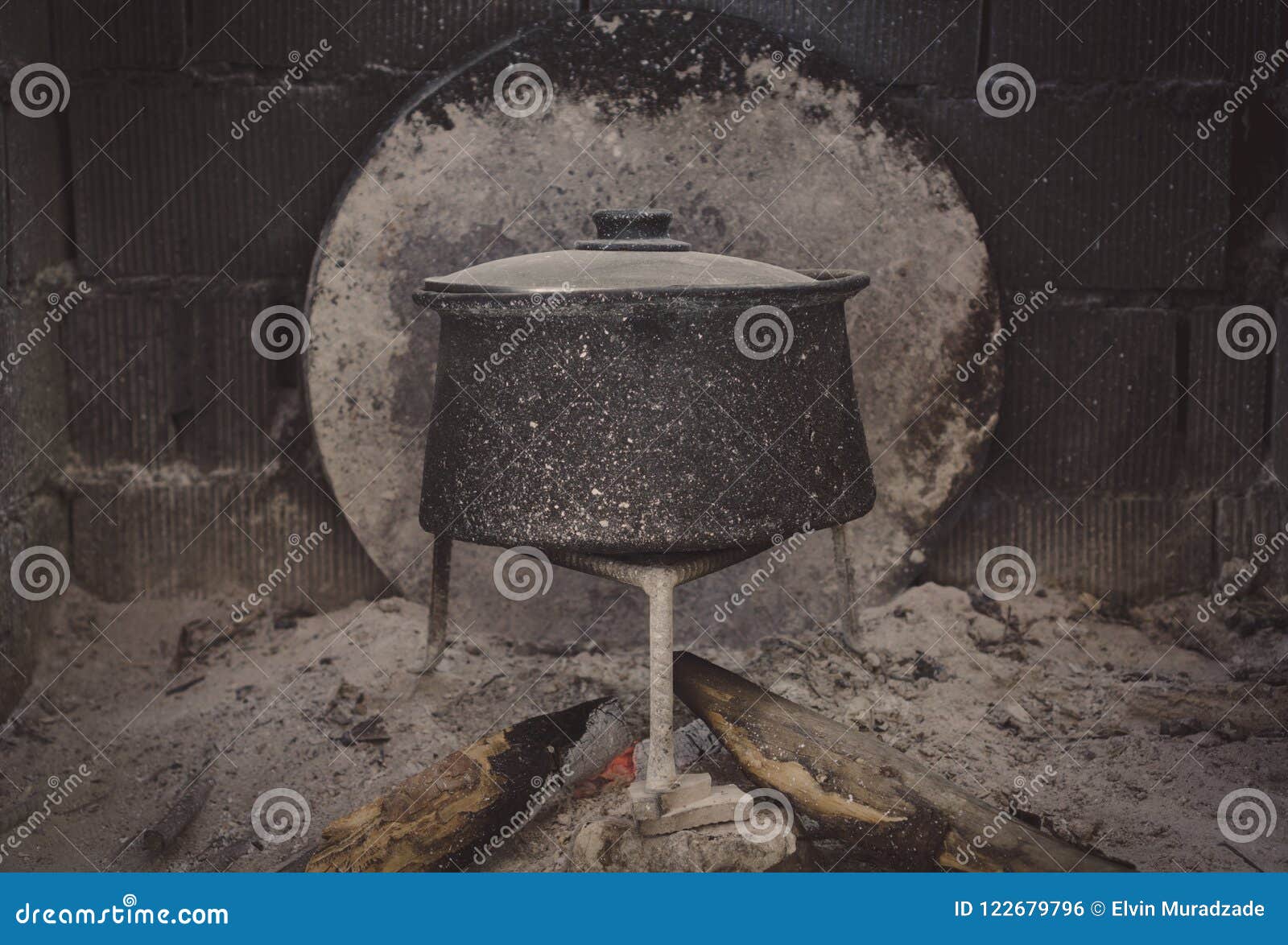 Authentic pot on fire. stock photo. Image of lifestyle - 122679796