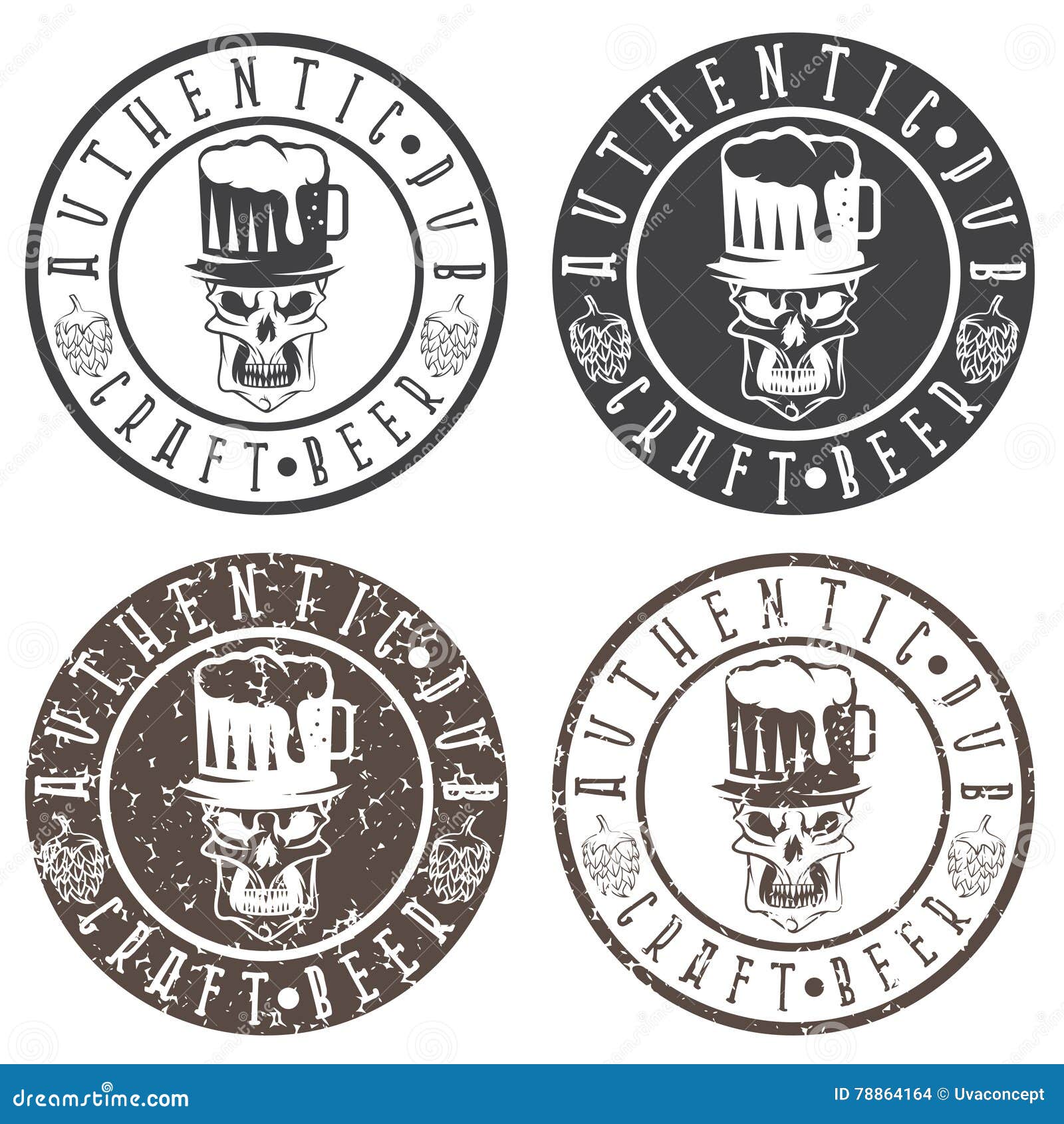 Authentic Pub Vintage Labels Set with Skull ,hat and Mug Stock Vector ...