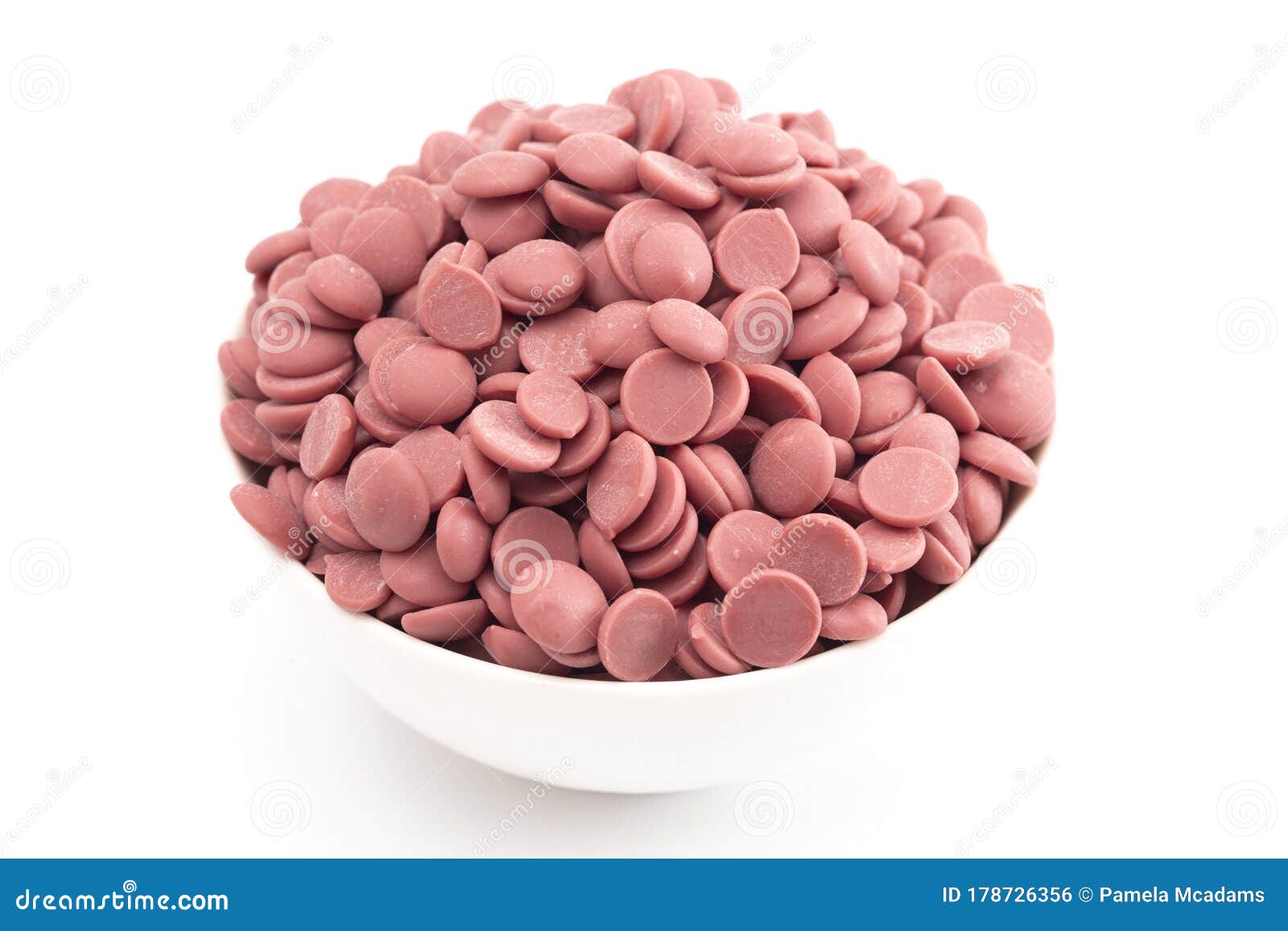 Authentic Ruby Chocolate Drops on a White Background Stock Photo ...