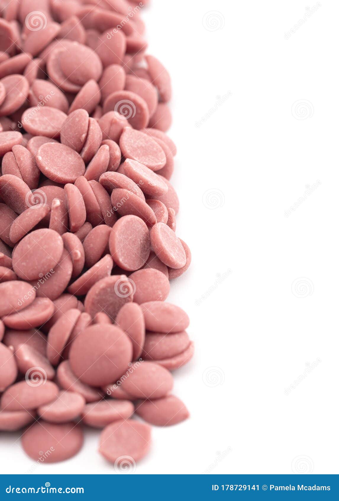 Authentic Ruby Chocolate Drops on a White Background Stock Image - Image of confection, copy ...