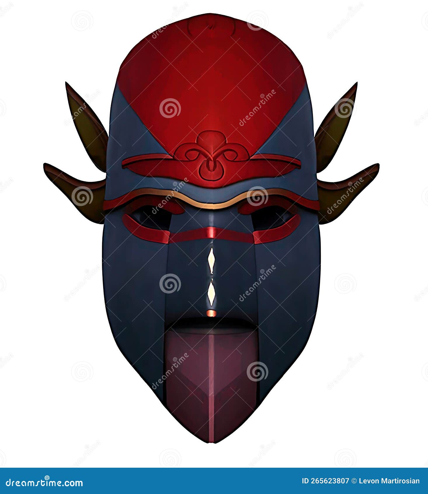 Authentic Samurai Combat Mask Close-up. Stock Illustration ...