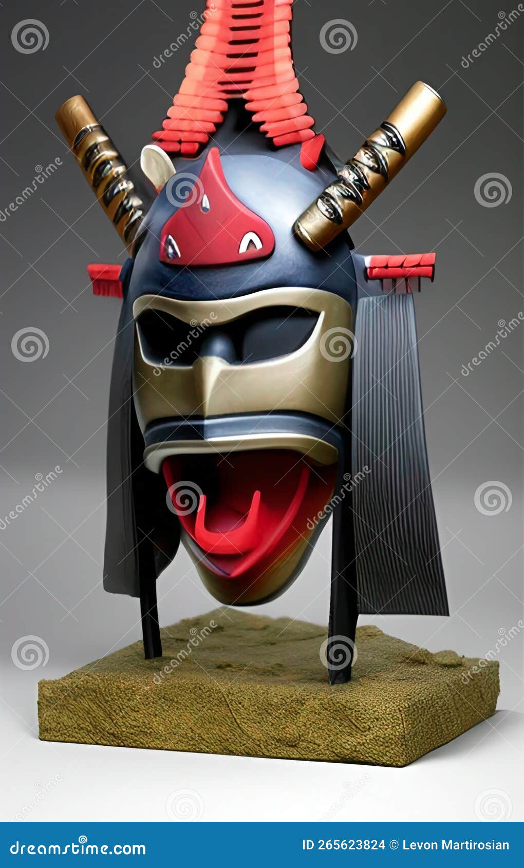 Authentic Samurai Combat Mask Close-up. Stock Illustration ...