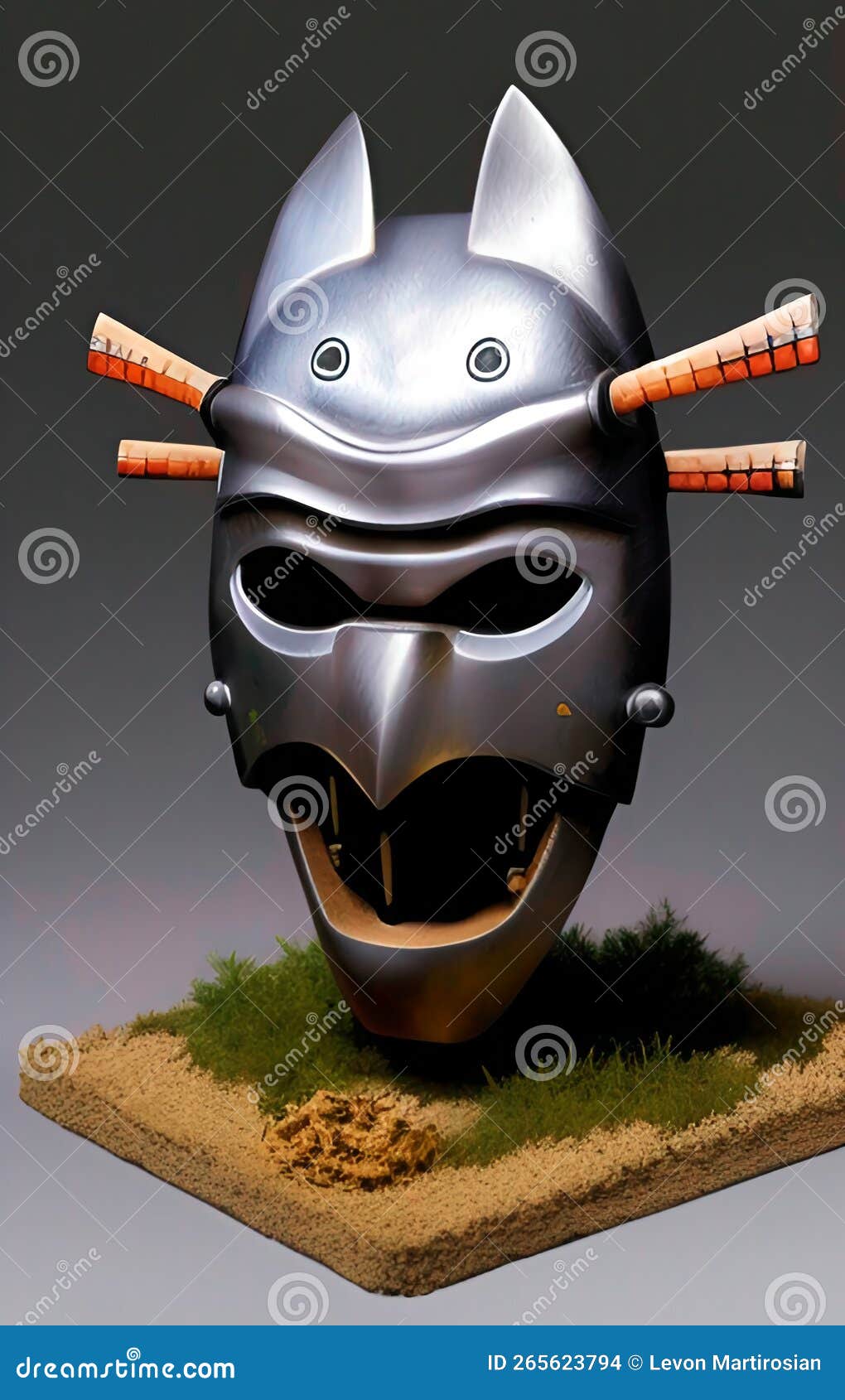 Authentic Samurai Combat Mask Close-up. Stock Illustration ...