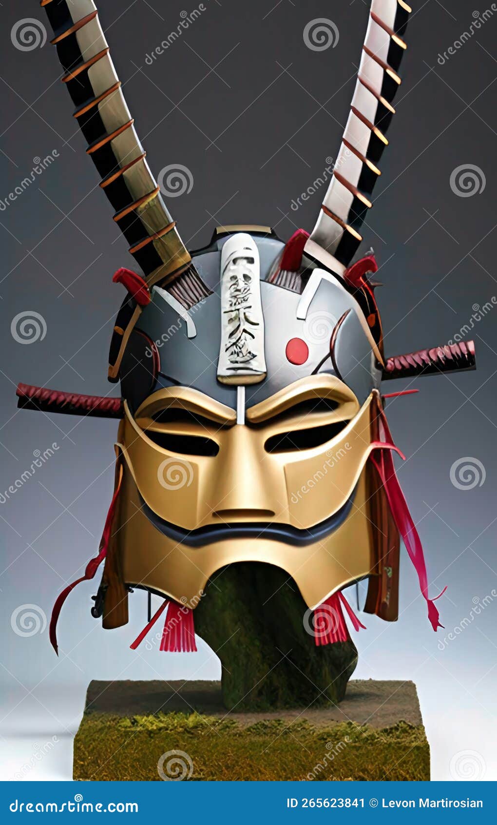 Authentic Samurai Combat Mask Close-up. Stock Illustration ...