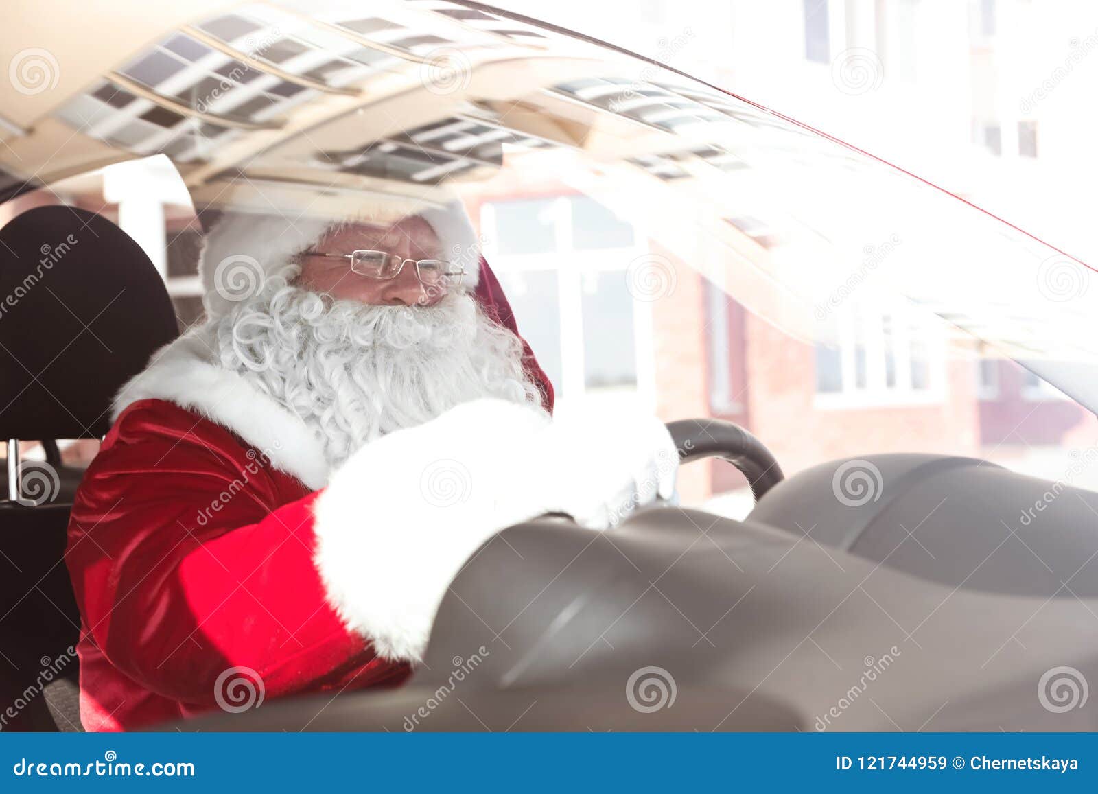 Authentic Santa Claus in Car, Stock Image - Image of adult, portrait ...