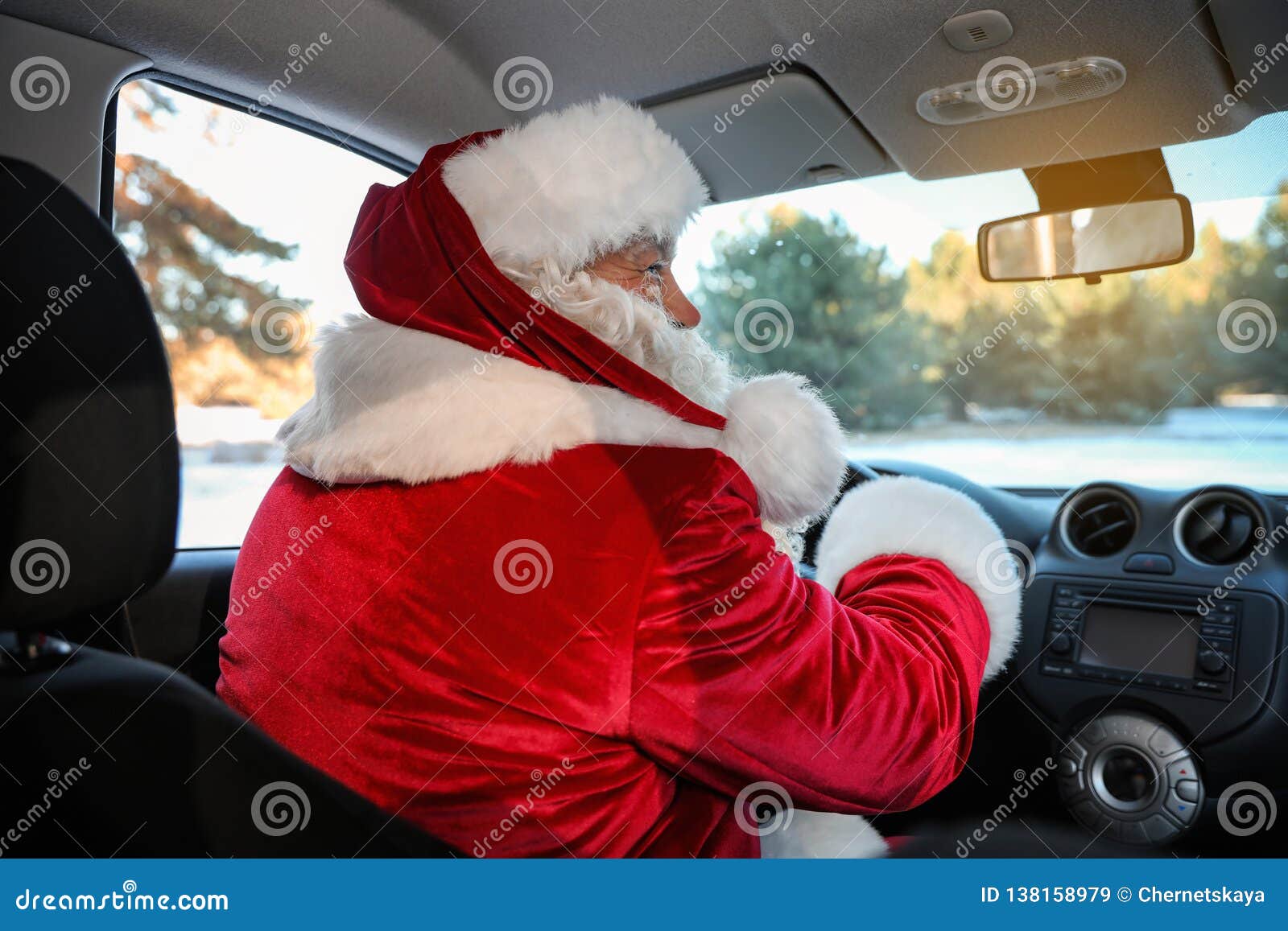 Authentic Santa Claus Driving Car Stock Image - Image of caucasian ...