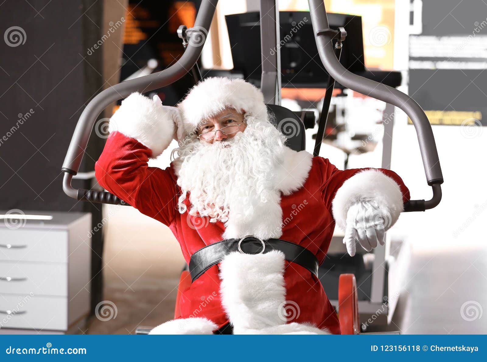 Authentic Santa Claus Resting after Exercise Stock Photo - Image of ...