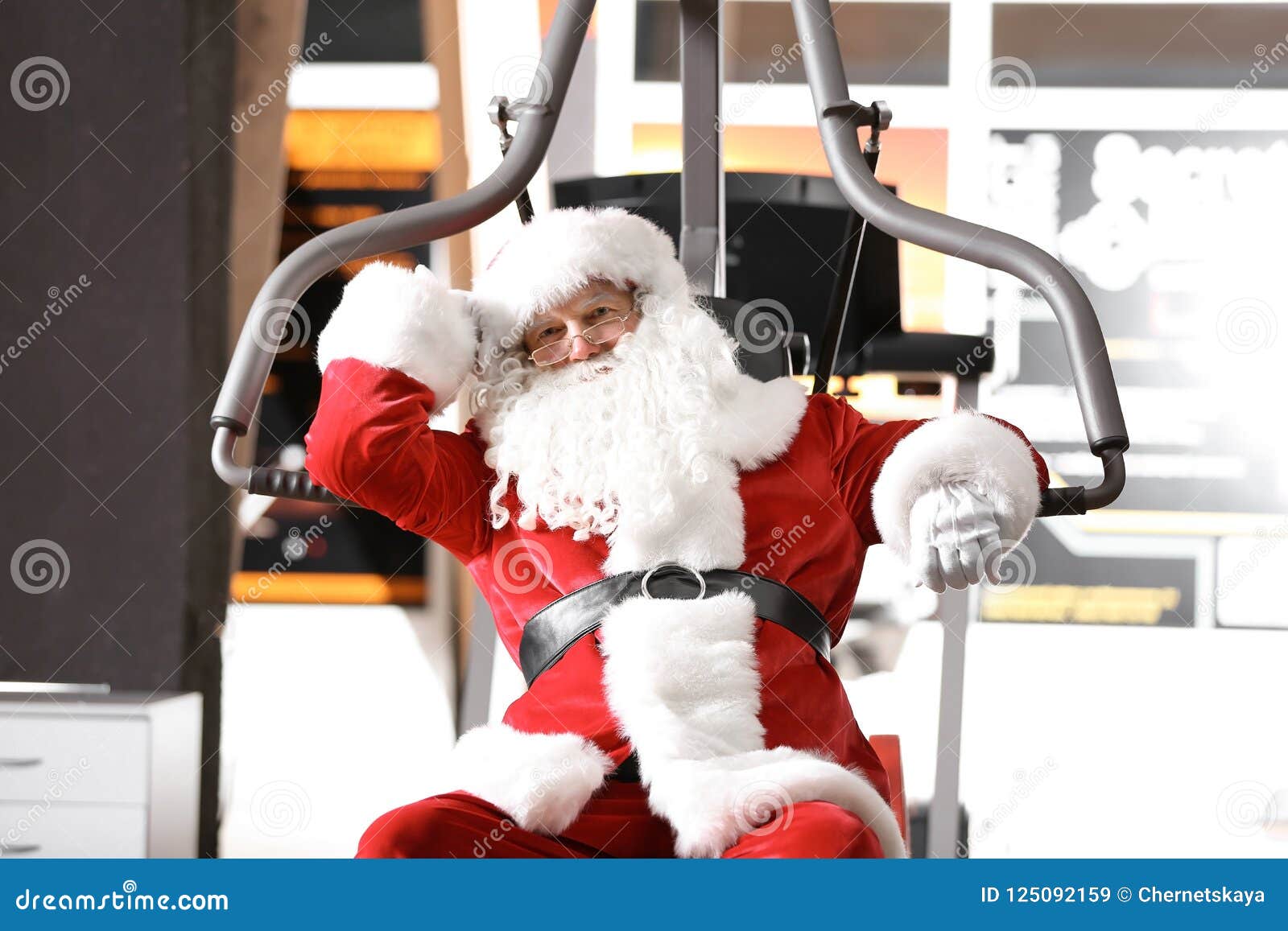 Authentic Santa Claus Resting after Exercise Stock Image - Image of ...