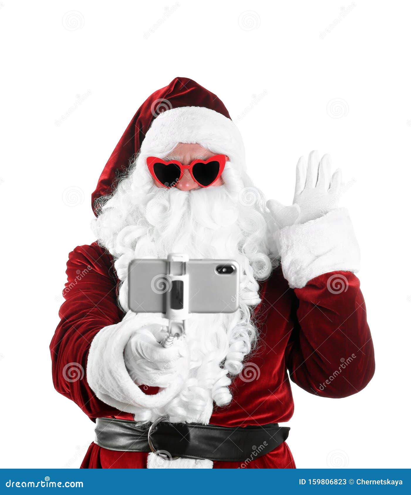 Authentic Santa Claus Taking Selfie on Background Stock Image - Image ...
