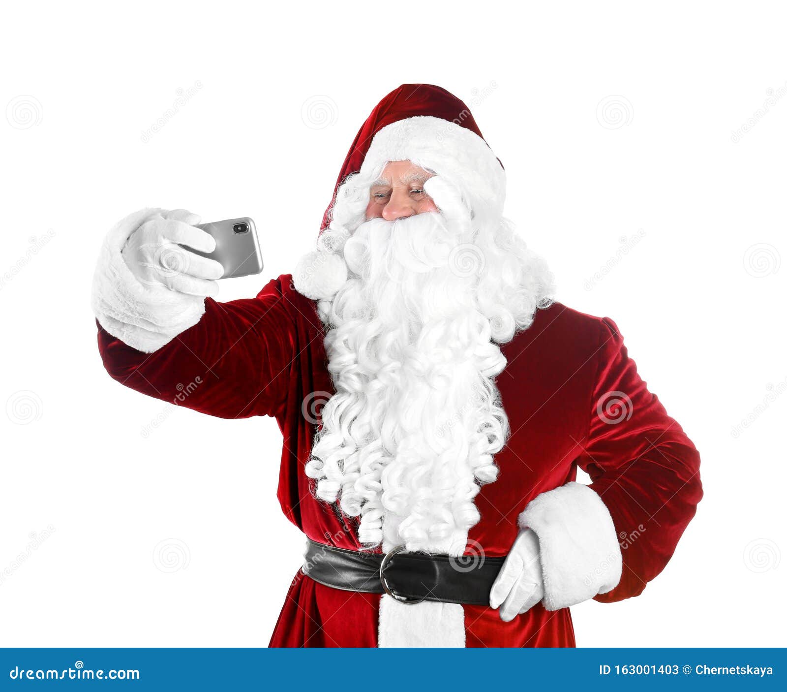 Authentic Santa Claus Taking Selfie on Background Stock Image - Image ...