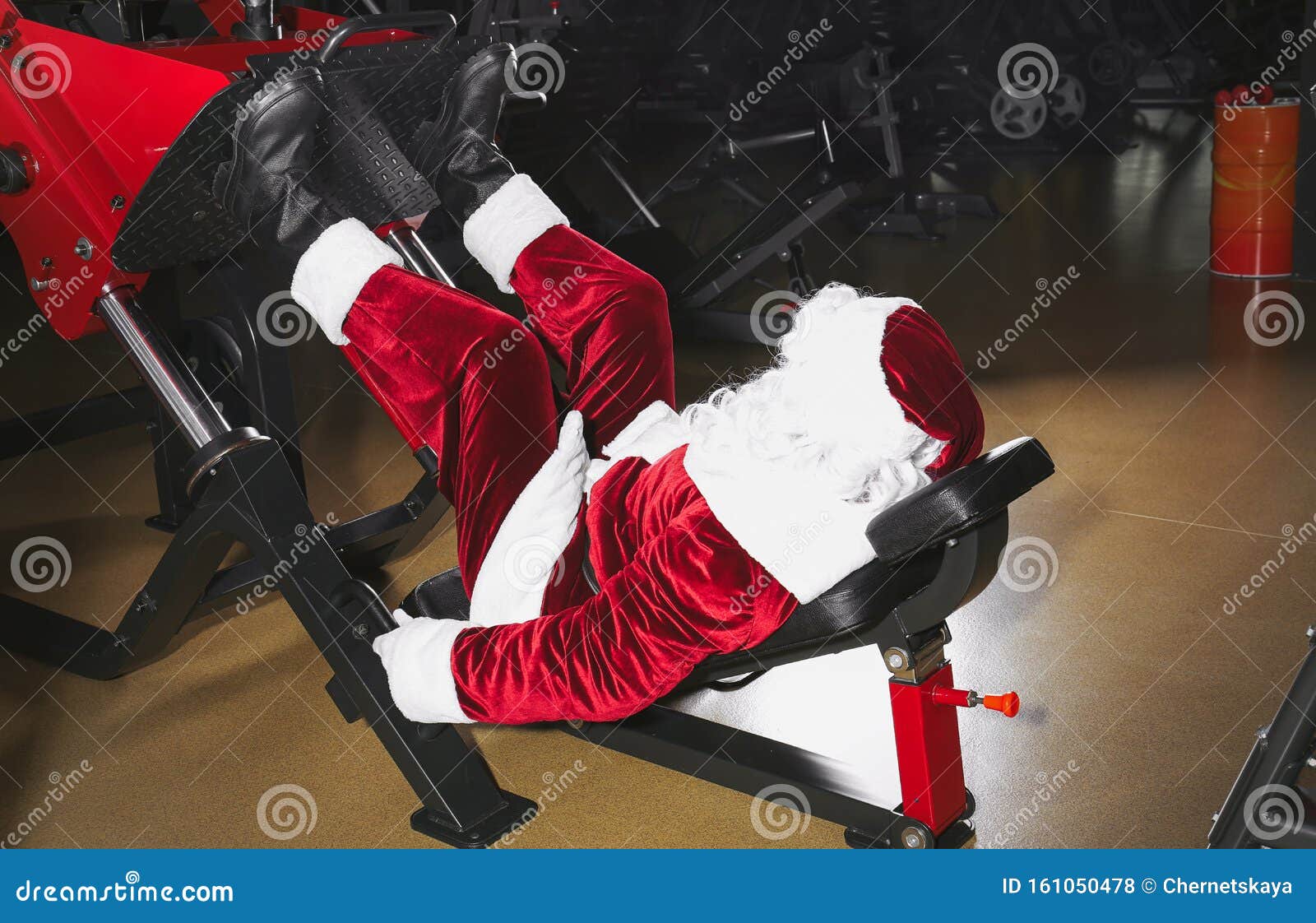 Authentic Santa Claus Training in Gym Stock Photo - Image of merry ...