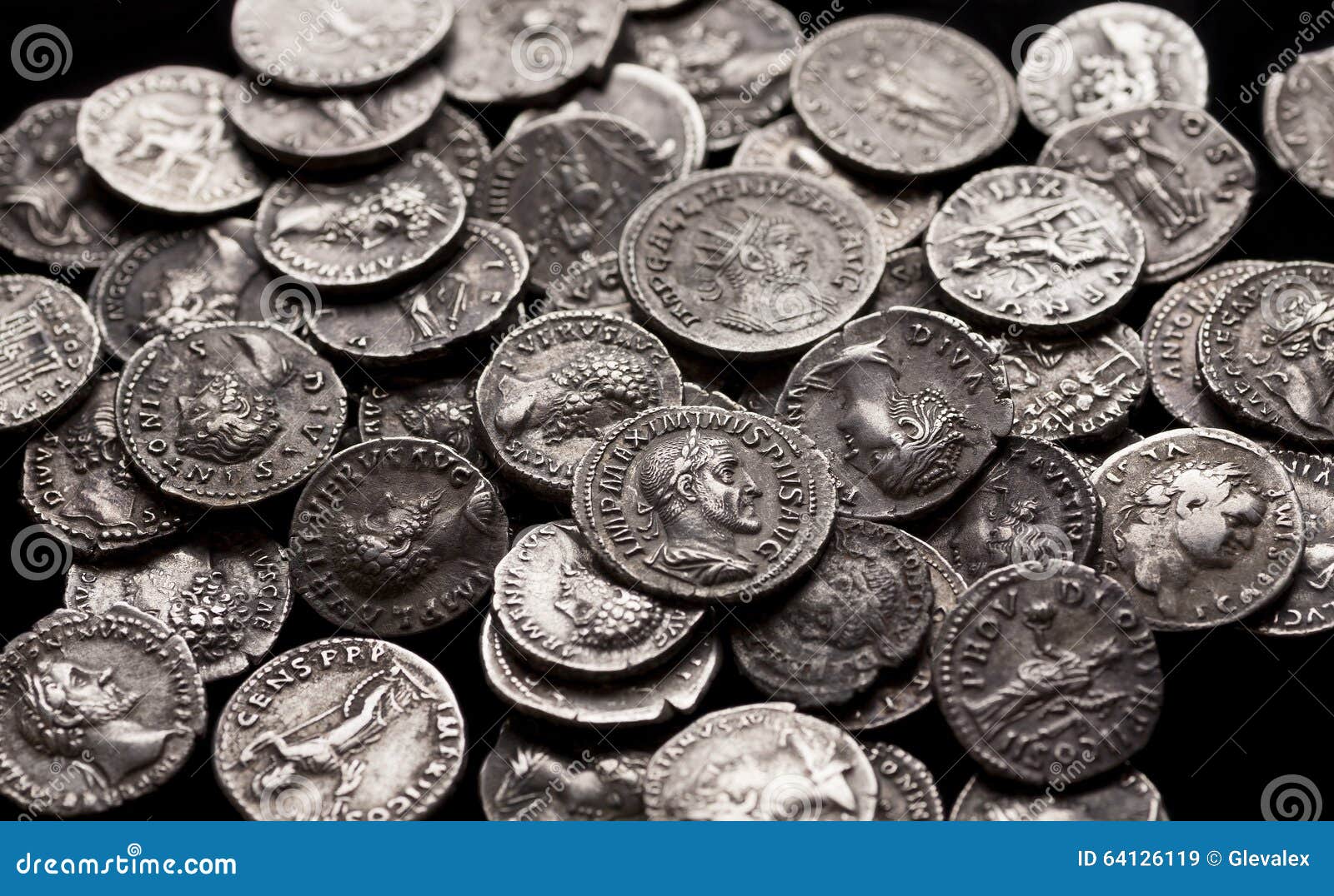 Authentic Silver Coins of Ancient Rome Stock Image - Image of economy ...