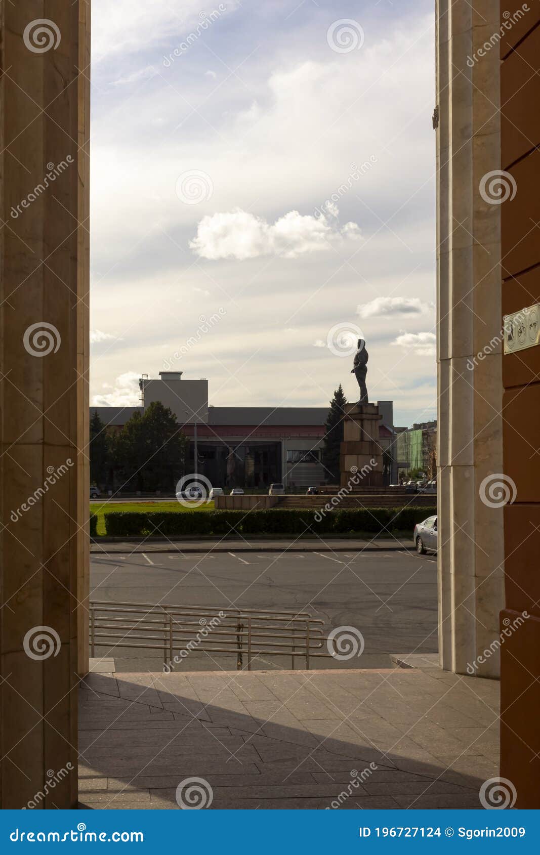 Soviet Art Statue Of Worker In Powerful Pose With Sky Background ...