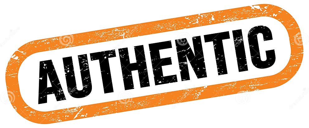 AUTHENTIC, Text Written on Orange-black Stamp Sign Stock Illustration ...