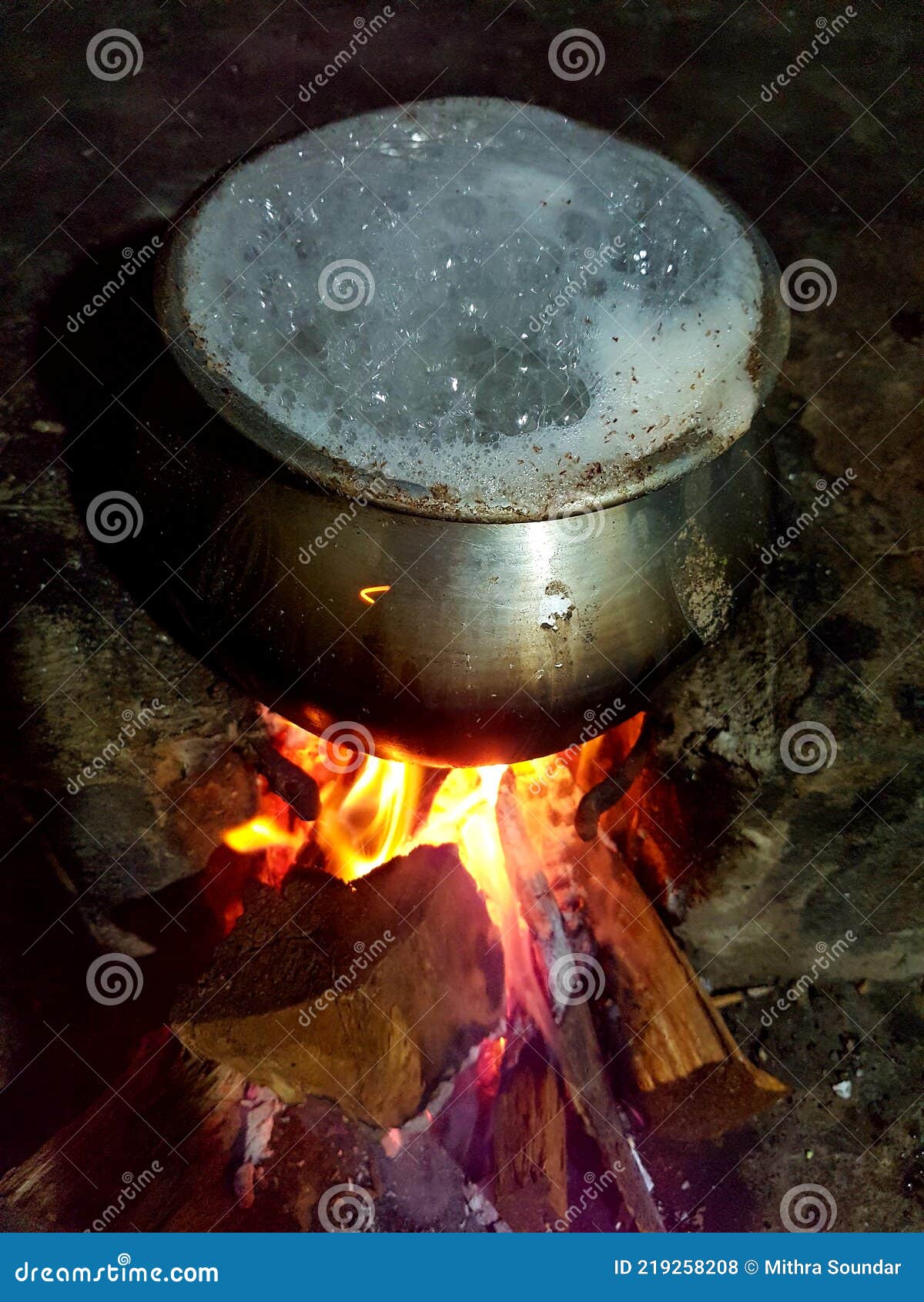 Authentic Traditional Cooking with Firewoods Stock Photo - Image of ...