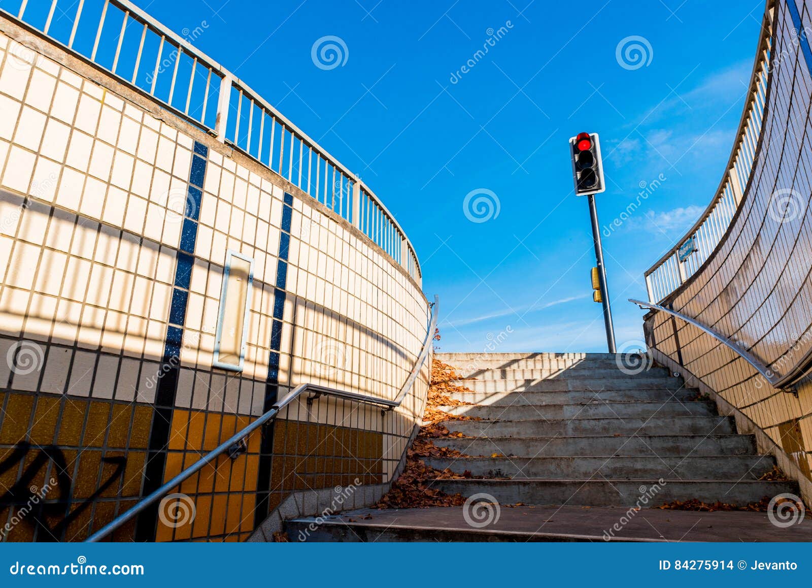 Authentic Urban Staircase in Underground Passage with Exit To Traffic ...