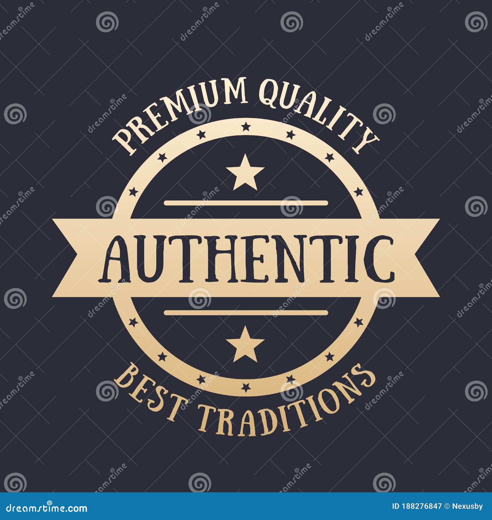 Authentic Vintage Emblem, Badge, Gold on Dark Stock Vector ...