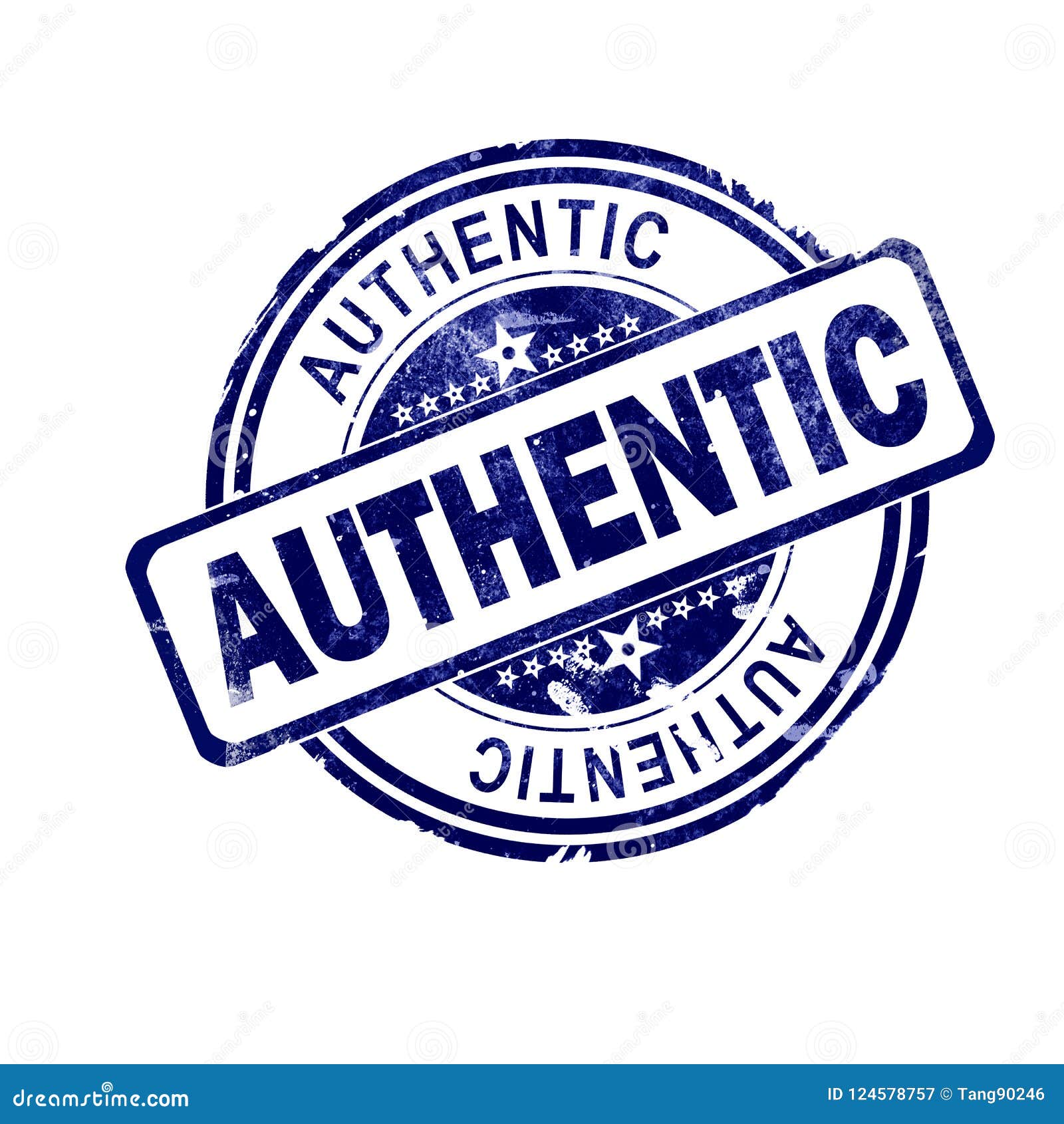 Authentic Word with Blue Round Stamp Stock Illustration - Illustration ...