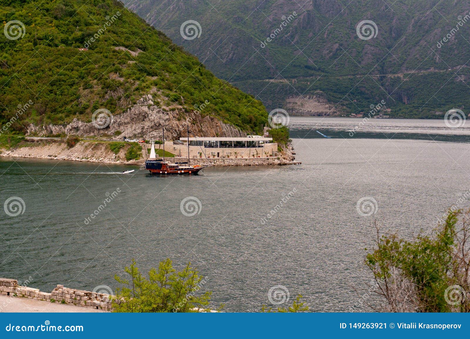 Authentic Yacht Sails Past Verige 65 in the Bay on a Background of ...