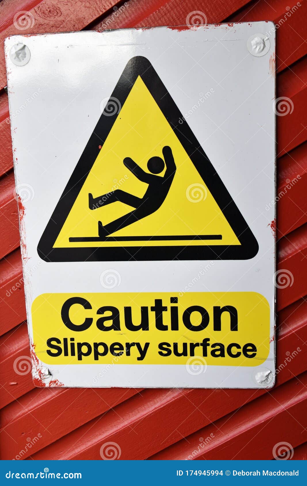 Authentic Yellow Black and White Sign for Caution Slippery Surface ...